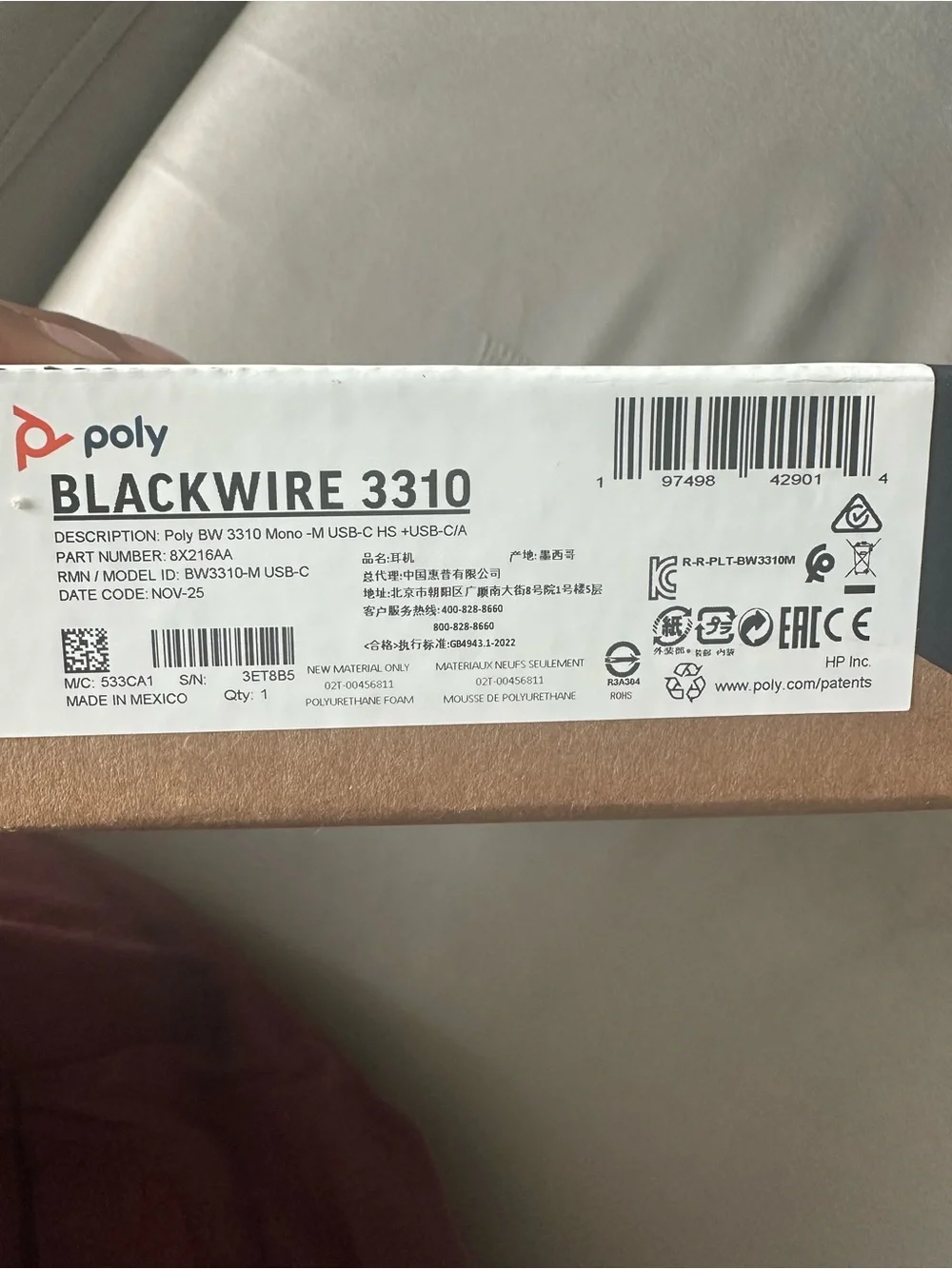 Computers, Laptops & Parts | Poly Blackwire 331 Monom Usb Wired Headset ...